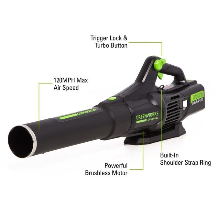 Greenworks Commercial 82V Axial Leaf Blower 82B600 Kit with 2aH Battery ...